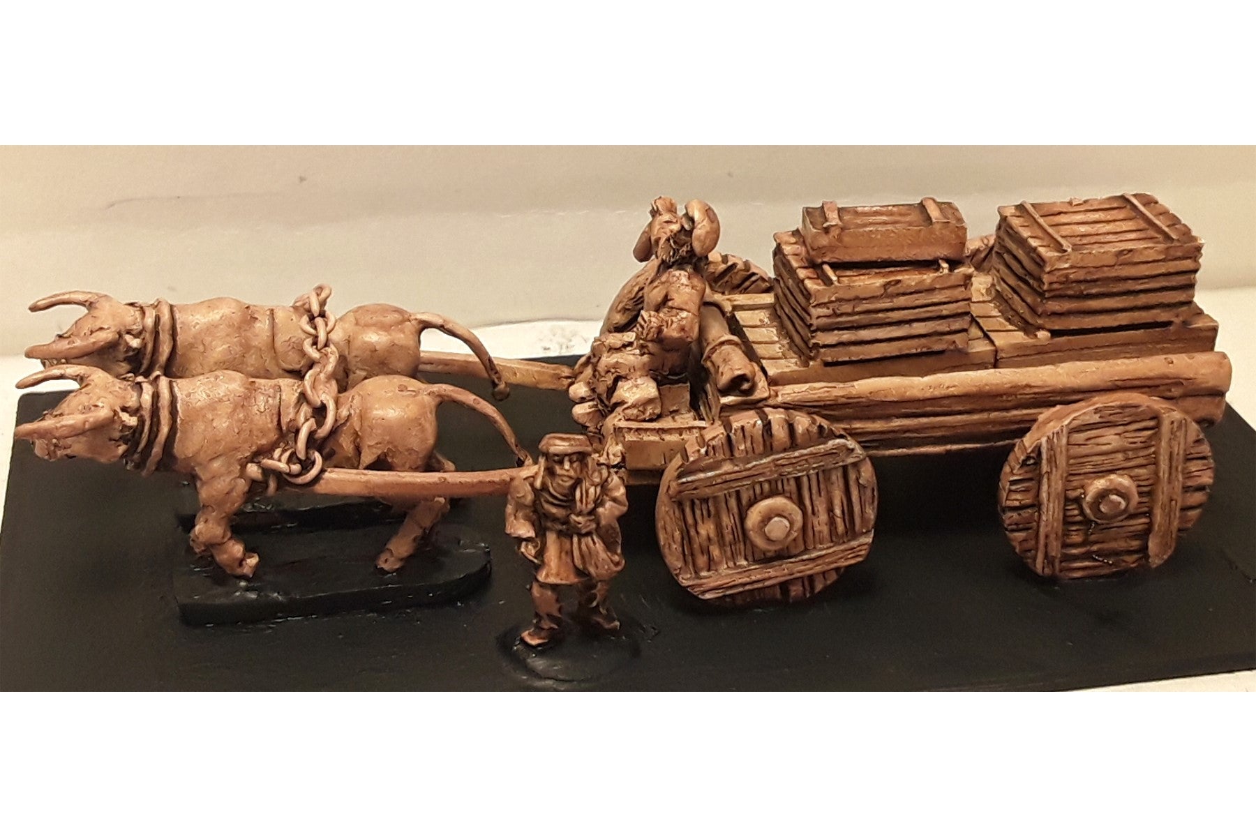 Crate Wagon with Bulls & Solid Wheels (Small) | Battle Valor Games LLC